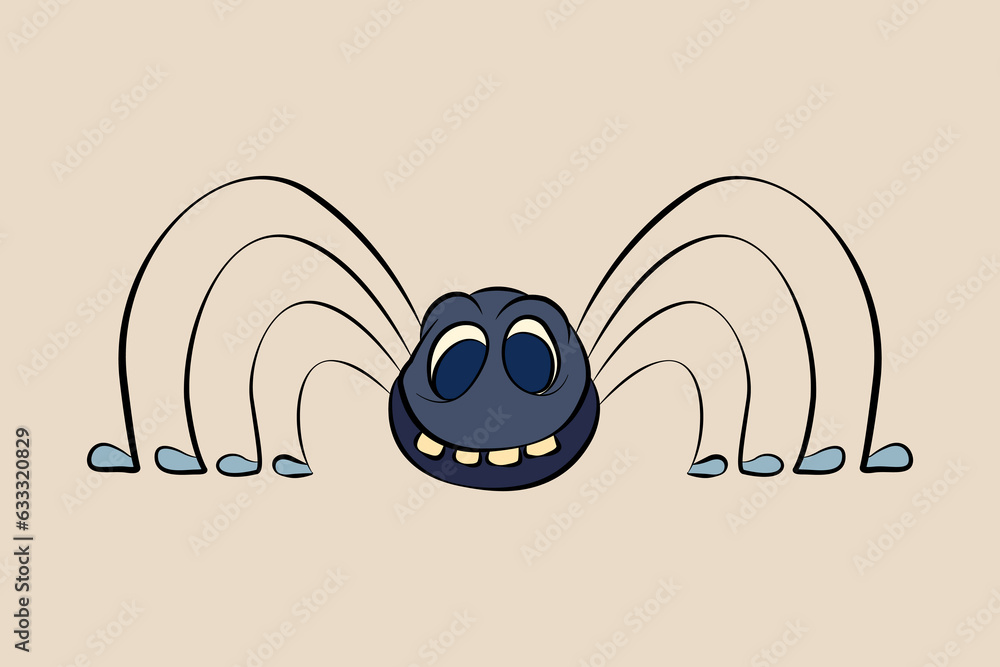 Cartoon spider. Vector illustration Halloween spider. Vintage funny ...