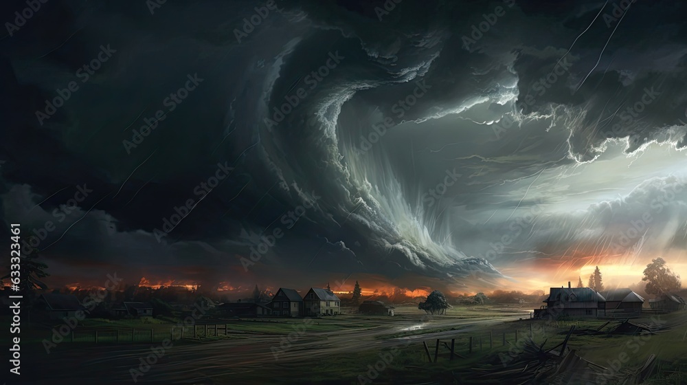 Ominous tornado takes shape in the distance, a menacing spectacle of ...