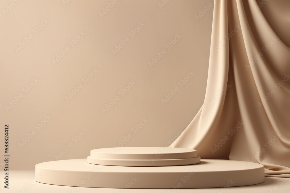 3D rendering of display beige color podium for branding and product ...