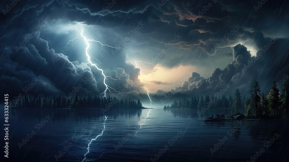 A captivating scene unfolds with stormy weather, as menacing dark ...