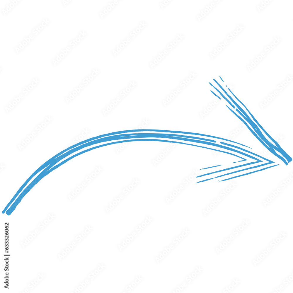 Digital png illustration of blue hand drawn arrow on transparent ...