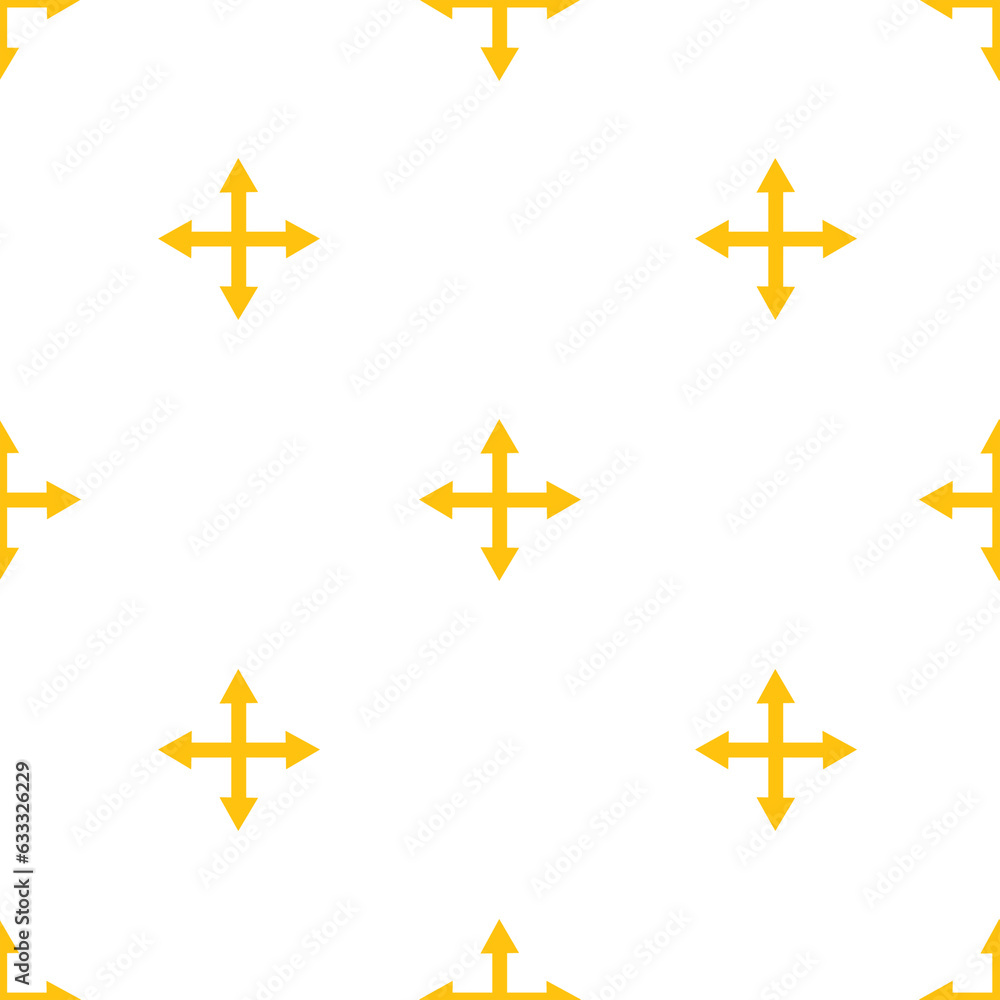Digital png illustration of yellow crosses with arrow heads repeated on ...
