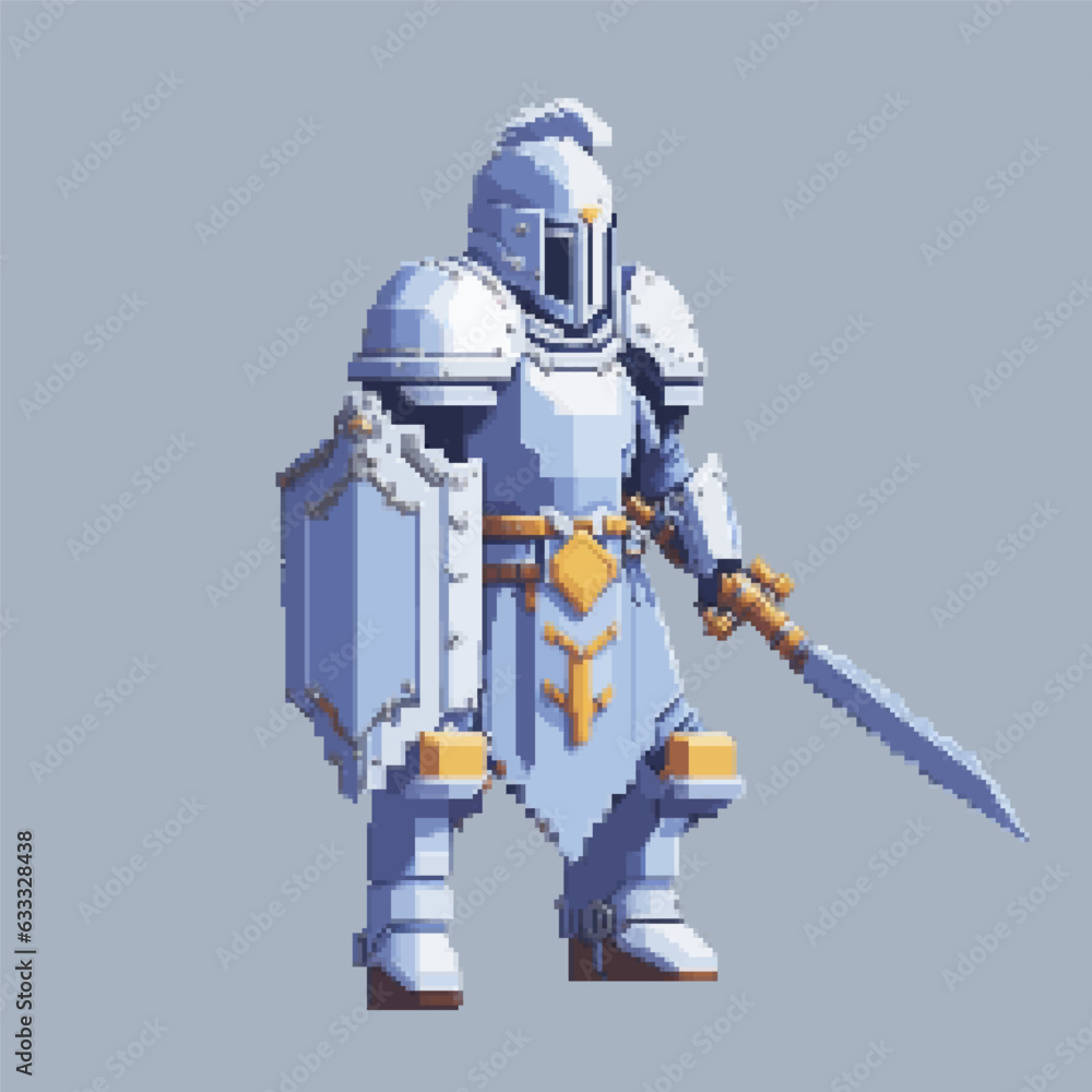 Knight warrior pixel art character for 8-bit video game background ...