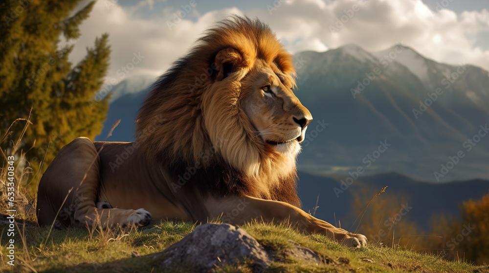 Majestic Lion In Its Natural Habitat. A professional wildlife ...