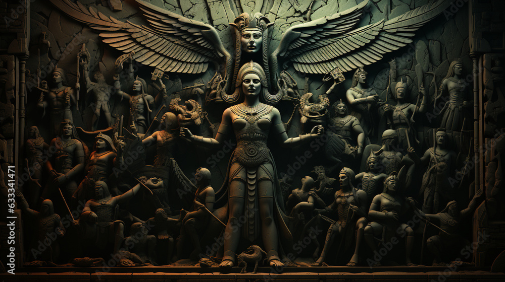 Mythical Pantheon: Depictions of Sumerian Deities Stock Illustration ...