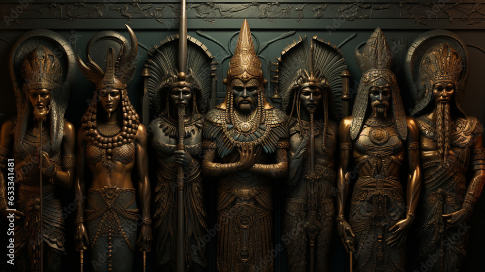 Mythical Pantheon: Depictions of Sumerian Deities Stock Illustration ...