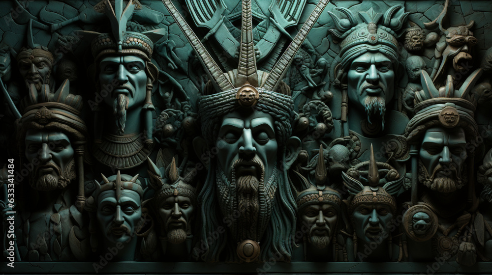 Mythical Pantheon: Depictions of Sumerian Deities Stock Illustration ...
