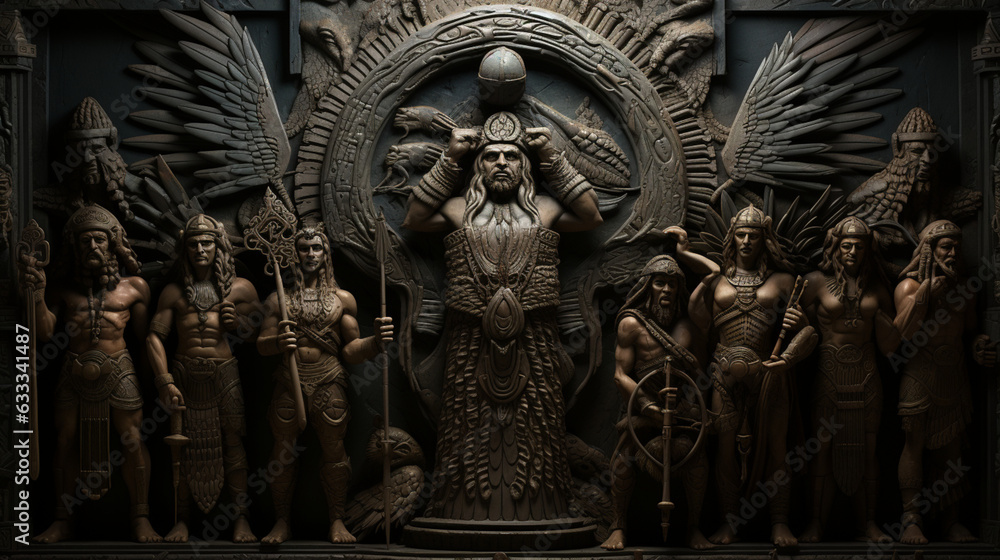 Mythical Pantheon: Depictions of Sumerian Deities Stock Illustration ...