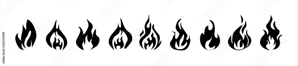 Fire flames collection. Fire vector icons, isolated. Symbols Fire ...
