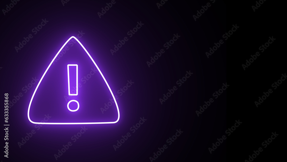 neon warning sign on black background. Warning icon. Danger warning ...