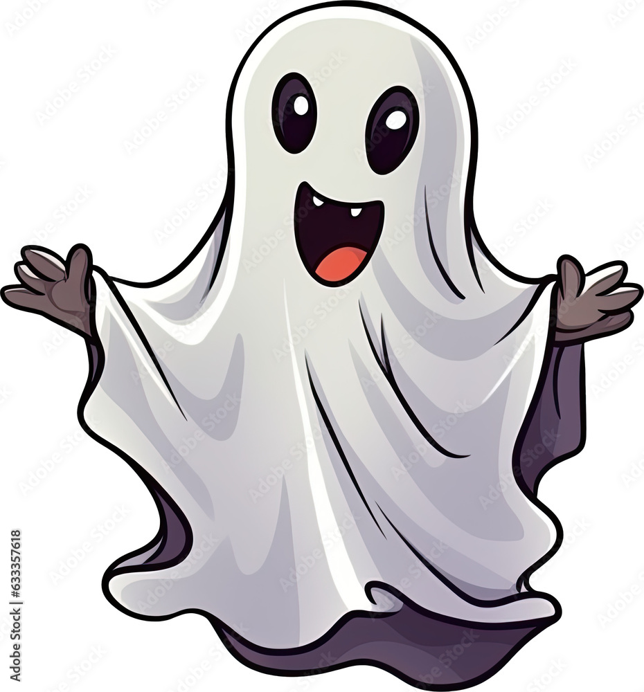 Funny cute ghost cartoon character, clipart and element, clip art ...