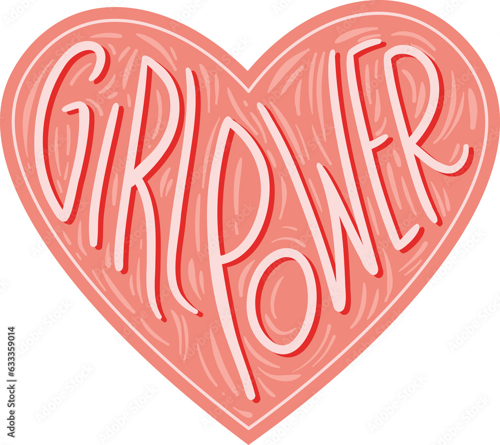 Digital png illustration of girl power text in heart on transparent ...