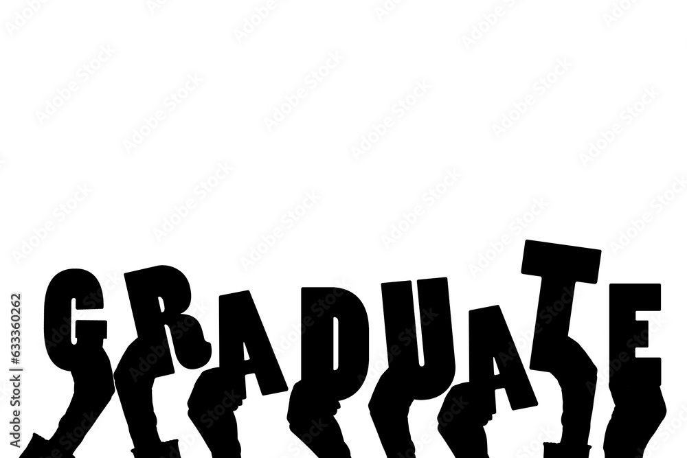 Digital png silhouette image of hands holding graduate text on ...