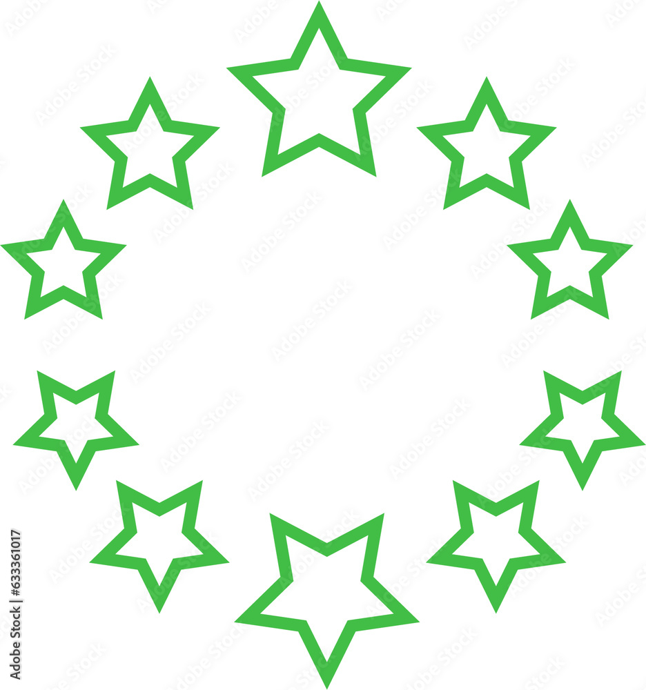 Digital png illustration of green stars in circle on transparent ...