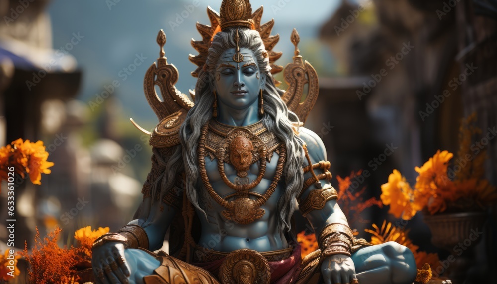 Divine statue of the male god of Hinduism in Asia, India. Made in AI ...