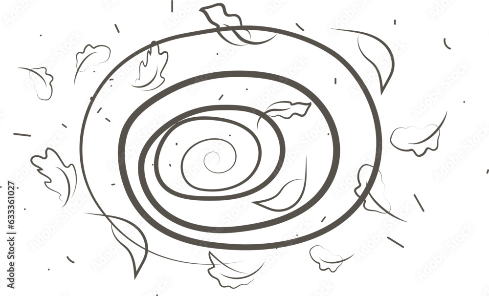 Outline drawing of a breath of wind.Wind blow set in line style.Wave ...