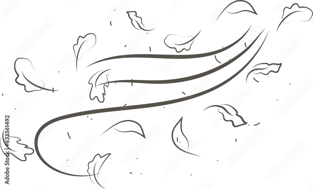 Wave flowing illustration with hand drawn doodle cartoon style.Outline ...