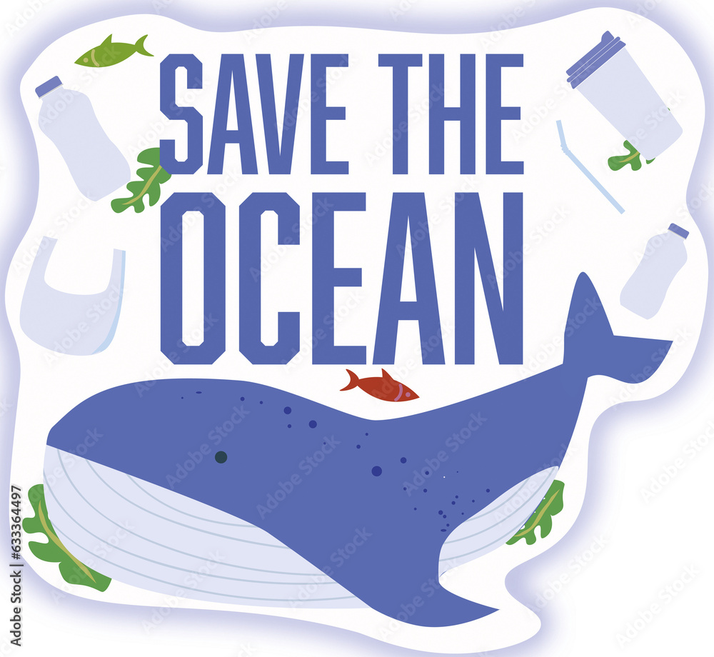 Digital png illustration of save the ocean text on transparent ...