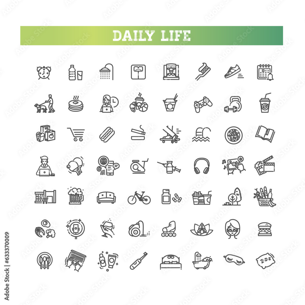 Habit icons set. Vector symbols. Outline icons Stock Vector | Adobe Stock