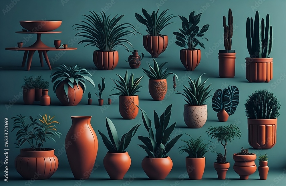 collection set of different styles of retro vantage and modern vase and ...