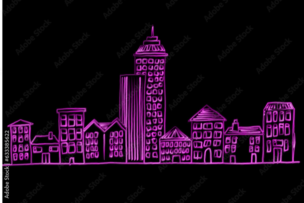 Digital png illustration of neon city view on transparent background ...