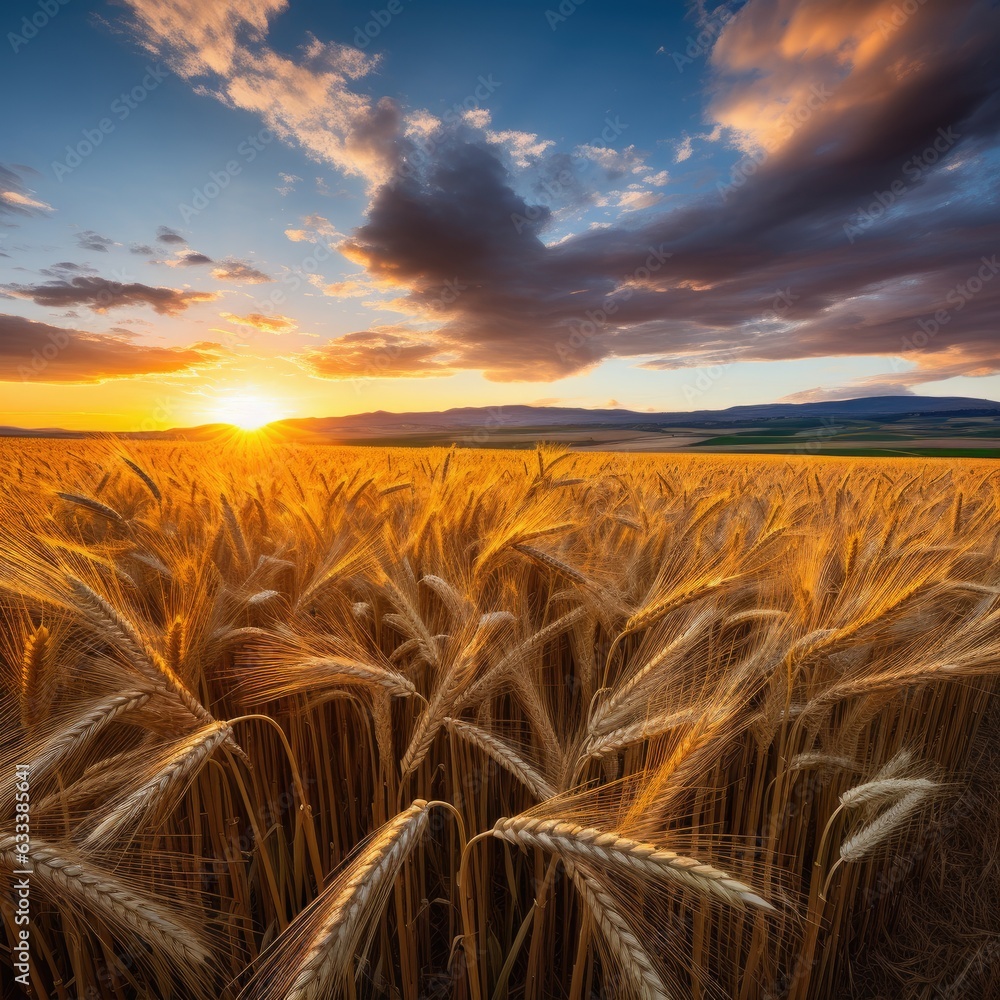 Golden Wheat Fields at Sunset - Studio Backdrops, Photoshop Overlays ...