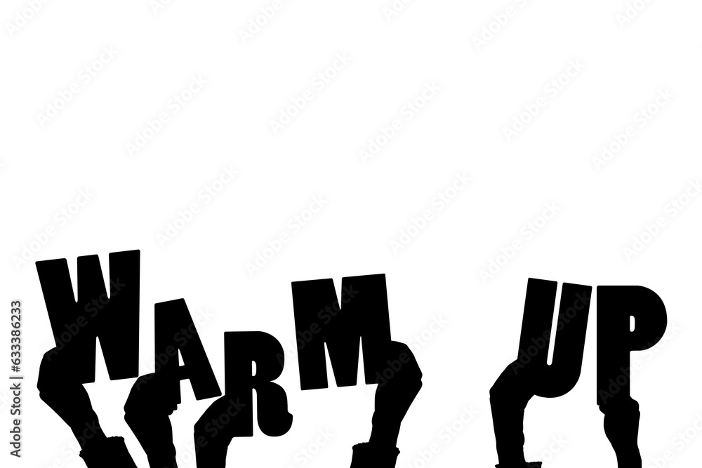 Digital png illustration of hands with warm up text on transparent ...