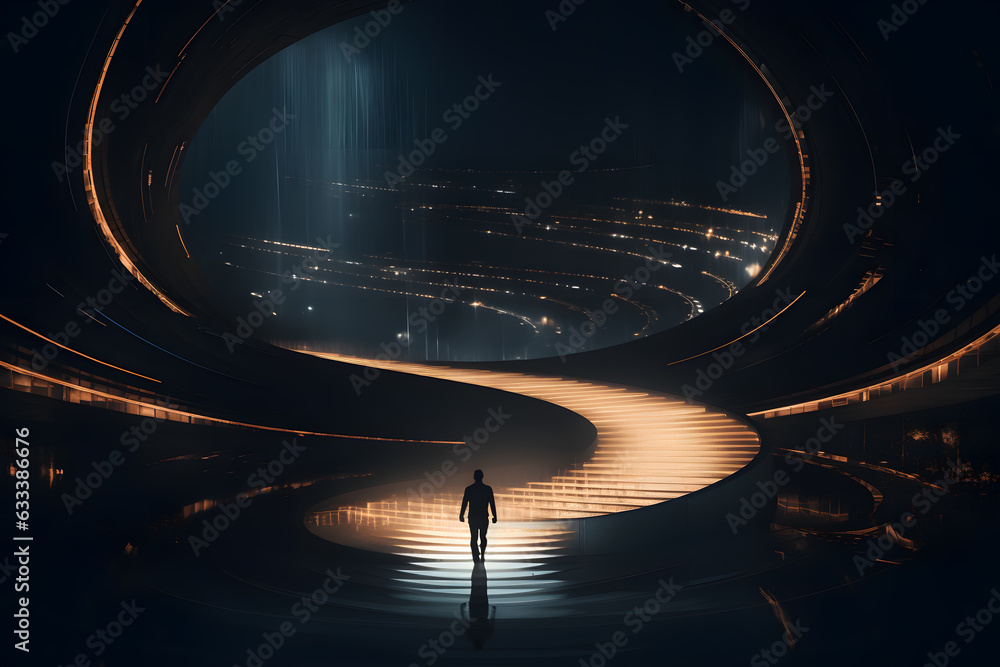 journey pathway futuristic sci fi background Stock Photo | Adobe Stock