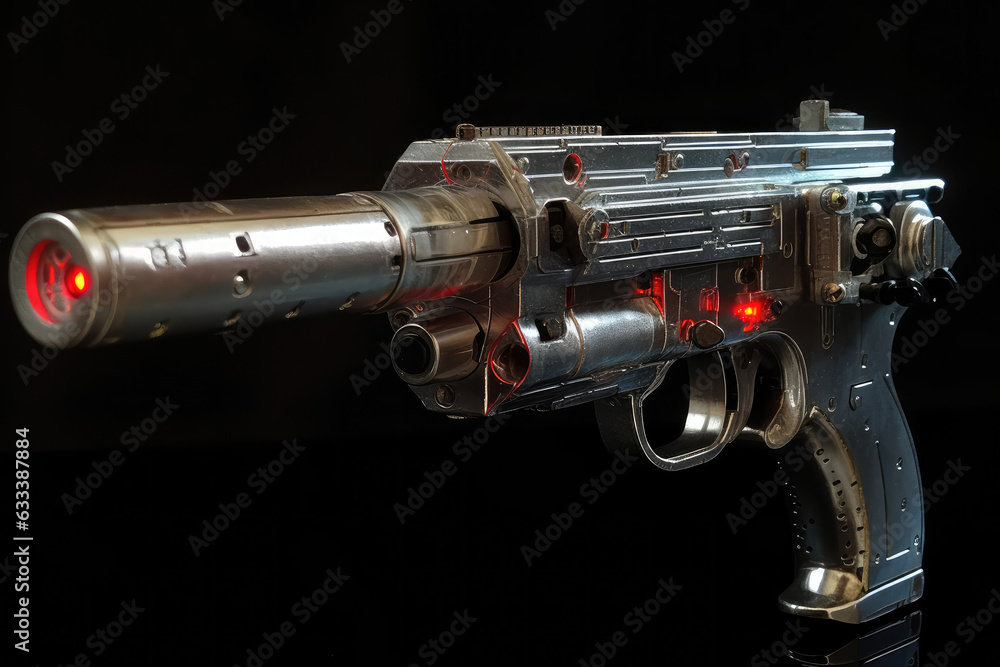 laser gun, firing laser beam, space gun, cyber Stock Illustration ...