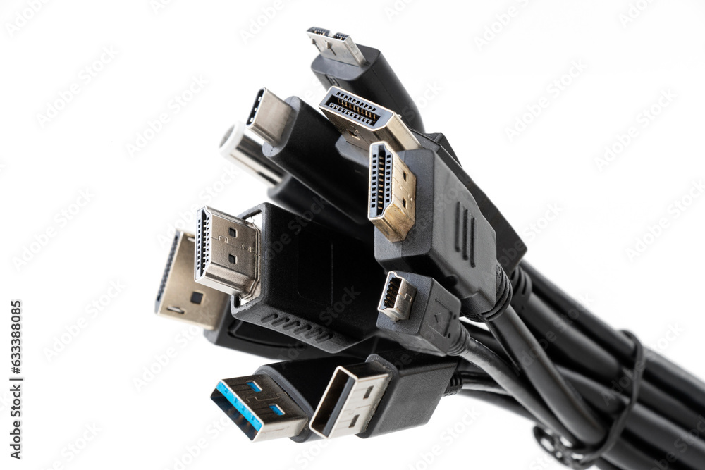 Various Plugs and Jacks with USB, HDMI, DisplayPort, Type-C and other ...