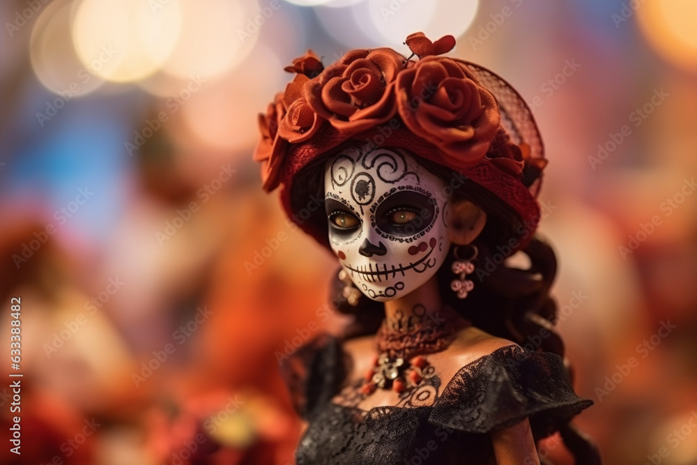 Catrina figure with elegant dress and intricate details, Day of the ...