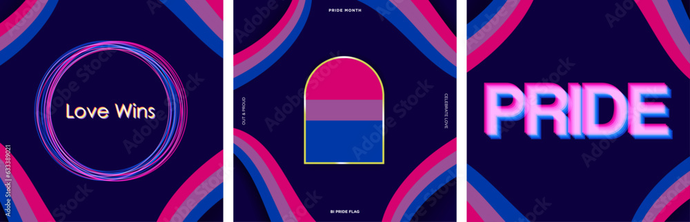 Set of Bisexuality Visibility Day Greeting Cards and artworks in paper ...