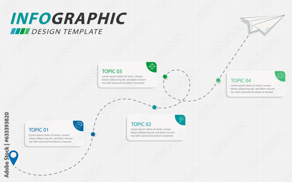 Infographic design template. Timeline concept with 4 options or steps ...