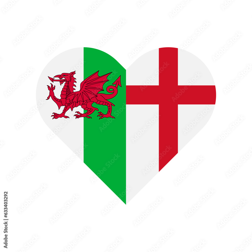 unity concept. heart shape icon of wales and england flags. vector ...
