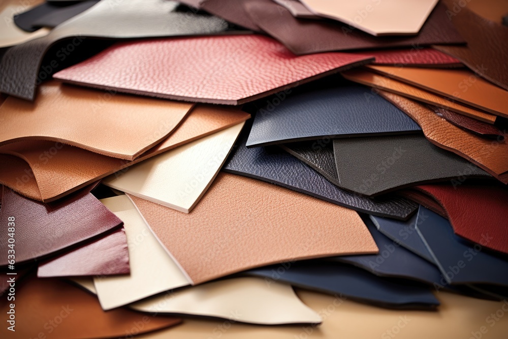 variety of natural leather samples with care labels Stock Photo | Adobe ...