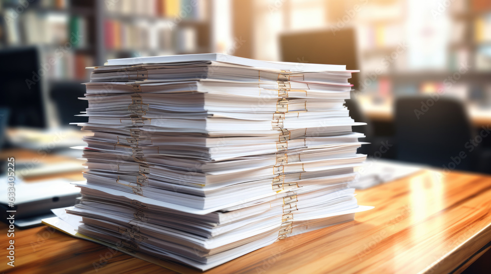 Stack of documents on the office desk.Created with Generative AI ...