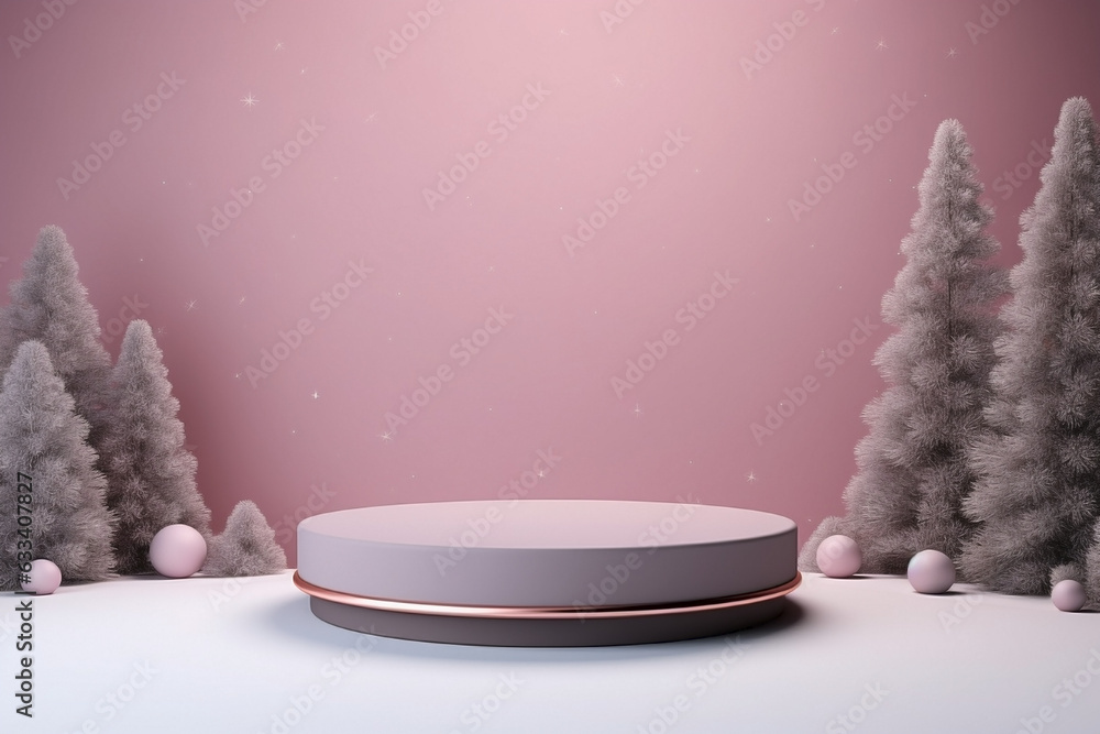 Pink and grey Christmas podium or pedestal for display product in a ...