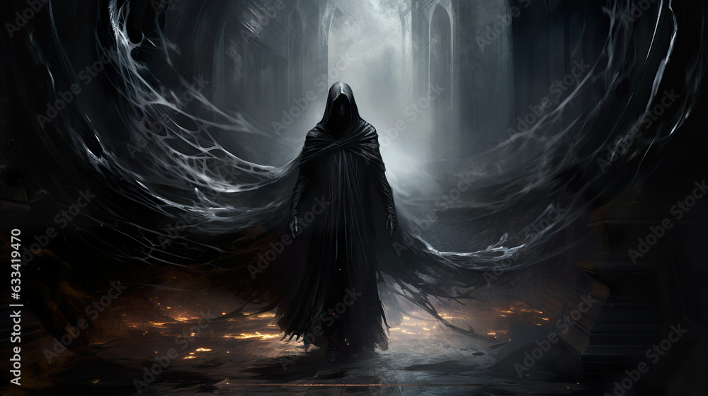 DnD Battlemap Shadowy Specter in Tattered Black Robes. Stock ...