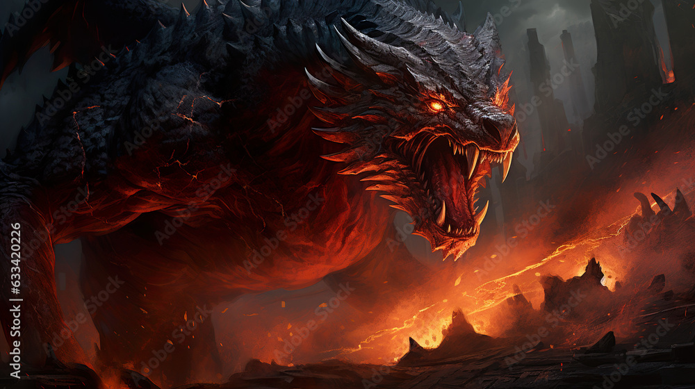 DnD Battlemap fiery, behemoth, scaly, skin, monster, fantasy Stock ...