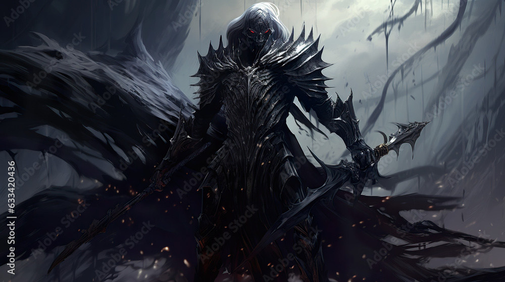 DnD Battlemap Tower Skeletal Knight in Dark Armor with Sword. Stock ...