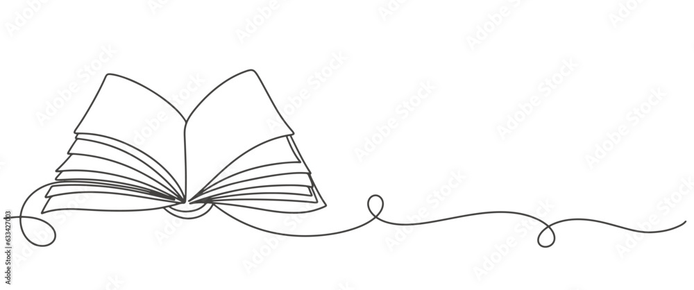 Open book line art style vector illustration Stock Vector | Adobe Stock