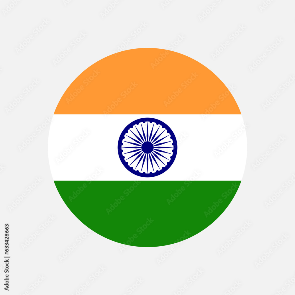 Round national flag of India in official colors in flat style design ...