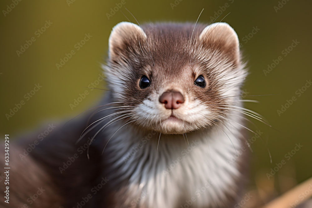 European mink. Representative of animals from the IUCN red list. Stock ...