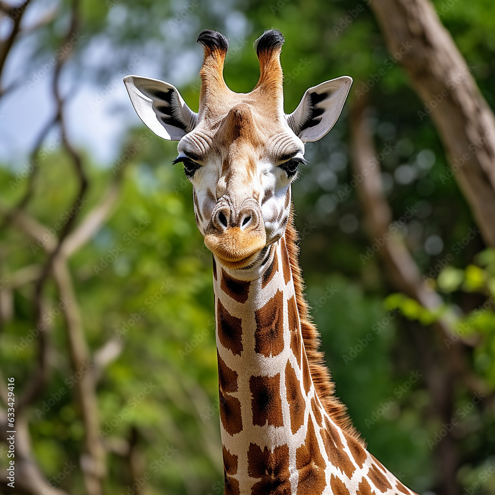 Giraffa camelopardalis. Listed as endangered in IUCN Red List. Stock ...