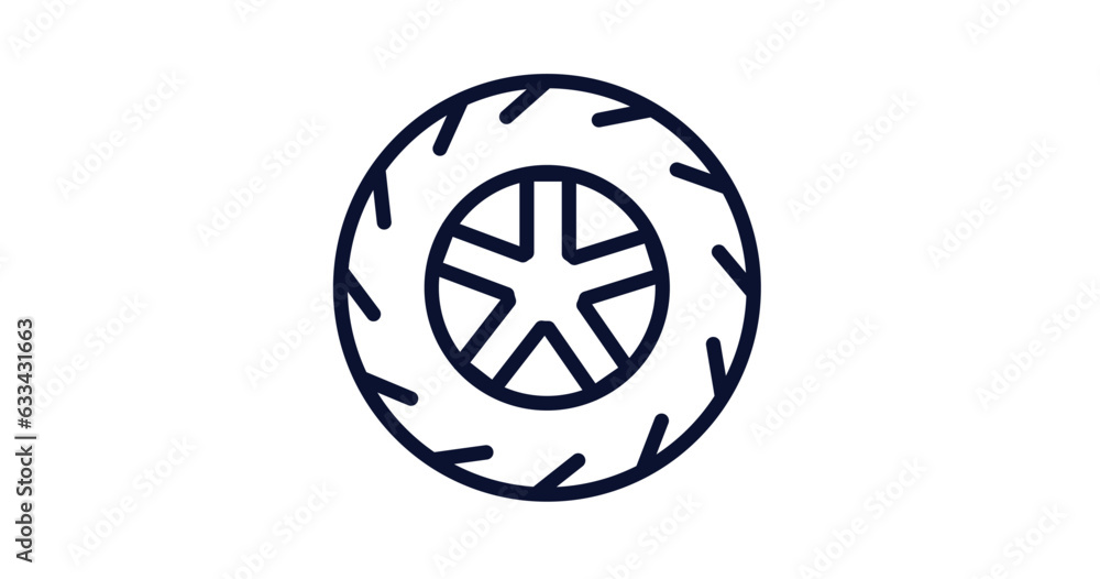 car tyre icon. Thin line car tyre icon from car parts collection ...