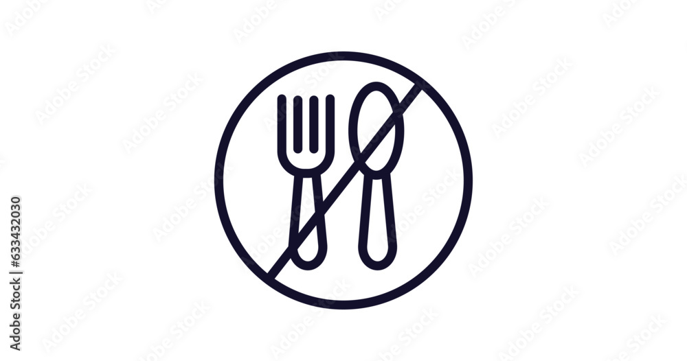 no eating icon. Thin line no eating icon from food collection. Outline ...