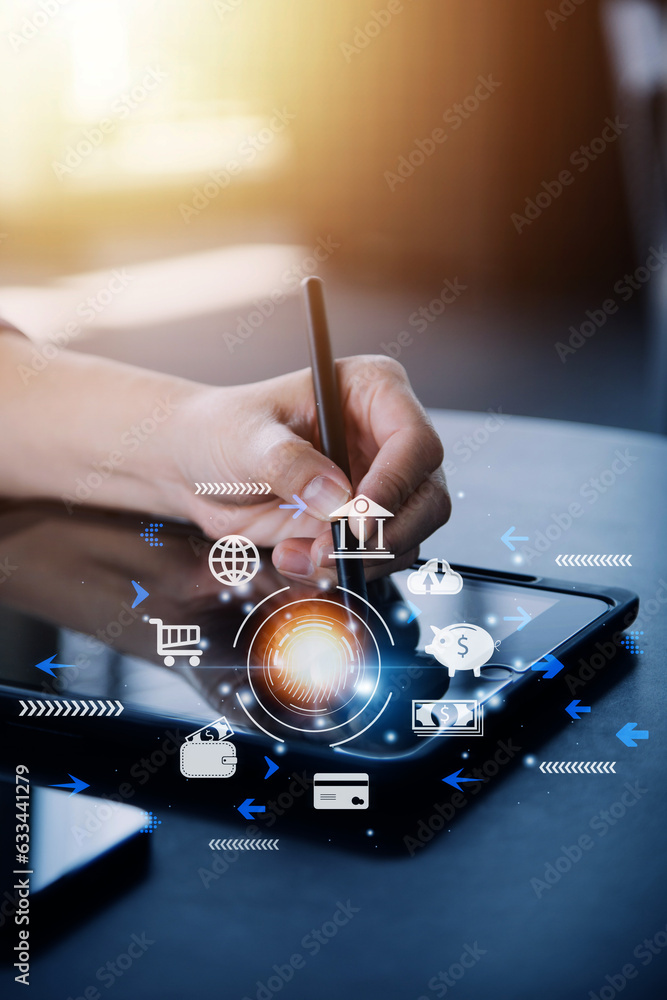 Photo & Art Print futuristic digital processing of biometric ...