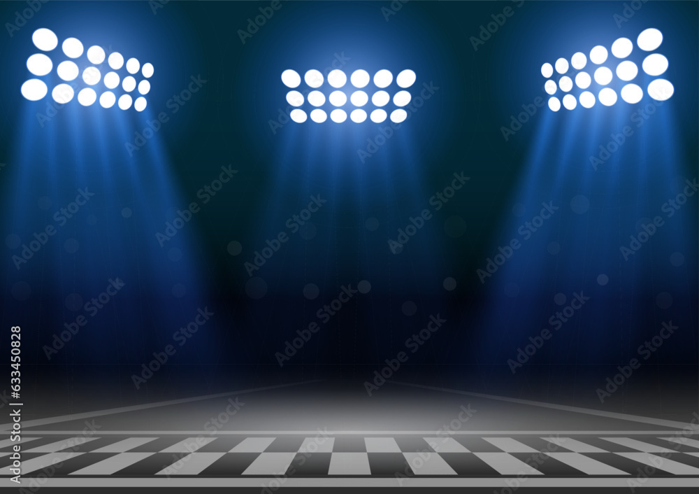 Asphalt racing track with Spotlight. Racing track Background with Start ...