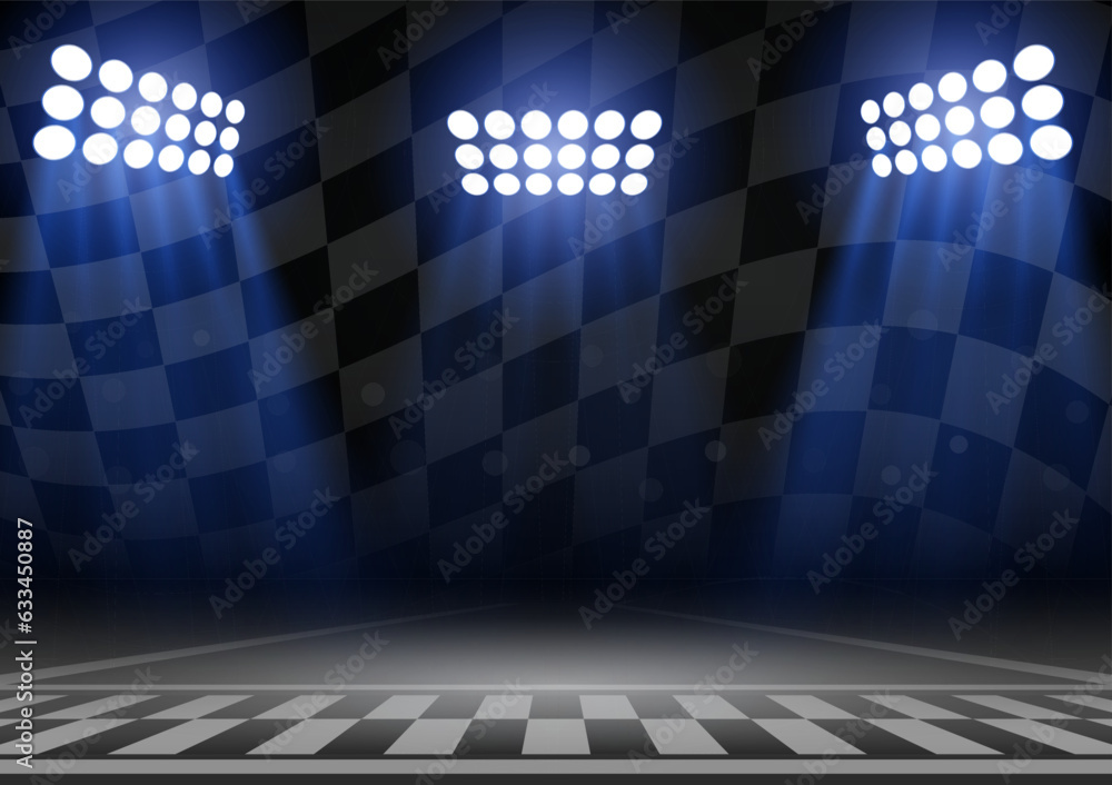 Asphalt racing track with Spotlight. Racing track Background with Start ...
