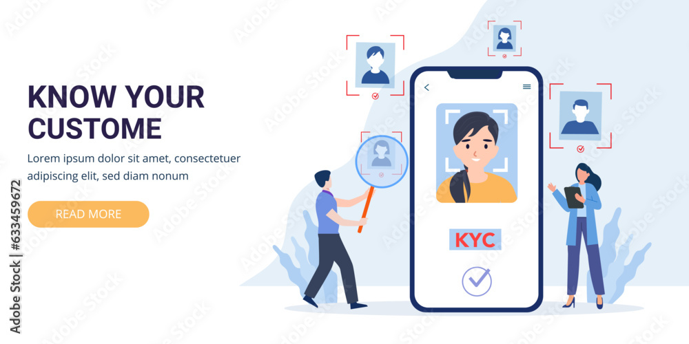 KYC or know your customer with client verifying for bank and personal ...